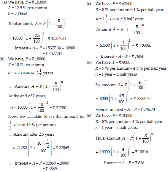 NCERT Solutions : Comparing Quantities (Mathematics) Class 8
